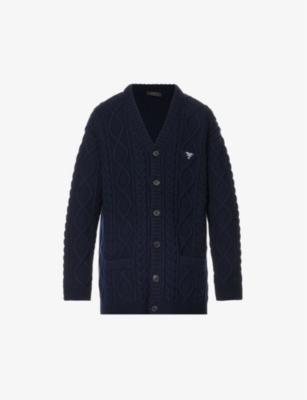 PRADA - Diamond-knit regular-fit wool and cashmere-blend cardigan ...