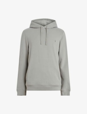 Allsaints Mens Sharp Grey Raven Logo-embroidered Cotton-fleece Hoody ...
