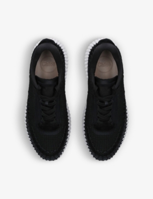 CHLOE - Nama Runner contrast hand-stich leather low-top trainers ...