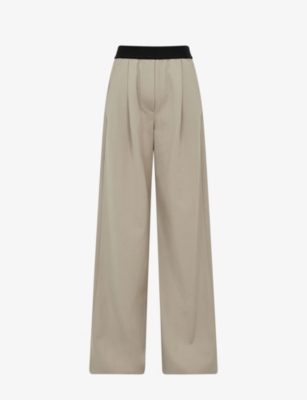 REISS - Lena contrast-waist wide-leg high-rise stretch-woven trousers ...