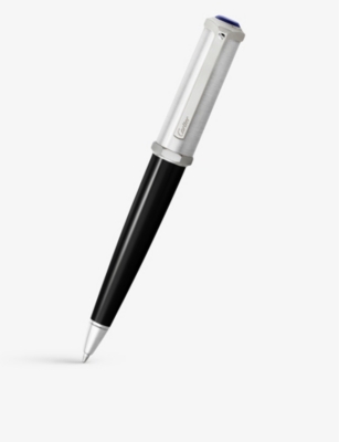 CARTIER - Santos-Dumont palladium-plated black composite ballpoint pen ...
