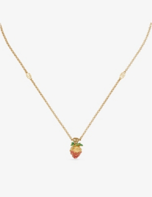 GUCCI Strawberry charm brass necklace Selfridges