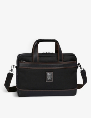 LONGCHAMP - Boxford logo-embossed canvas and leather briefcase ...