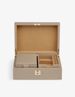 SMYTHSON - Panama lockable leather jewellery box with travel tray ...