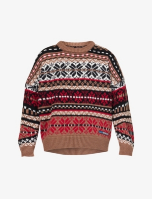 MARTINE ROSE - Fair Isle relaxed-fit wool-knit jumper | Selfridges.com