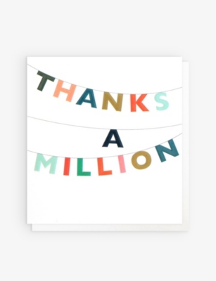 CAROLINE GARDNER - Thanks A Million bunting-print greetings card 13.5cm ...