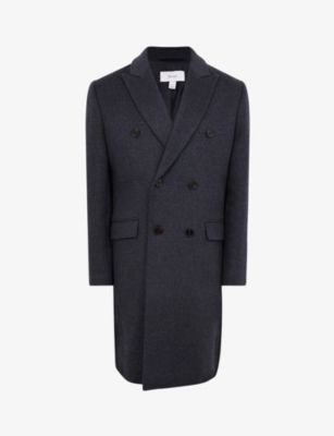 REISS - Reflection double-breasted peak-lapel wool-blend coat ...