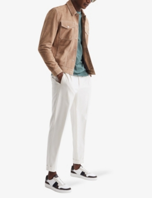 Reiss Mens Sand Noa Suede Trucker Jacket | ModeSens