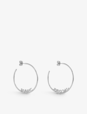 MARC JACOBS - Logo-embellished brass hoop earrings | Selfridges.com