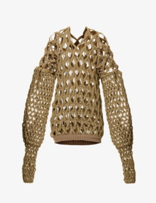 ISA BOULDER - Cut-out relaxed-fit stretch-knitted jumper | Selfridges.com