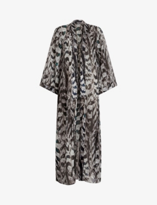 ALLSAINTS - Carine Ines graphic-print recycled-polyester kimono ...