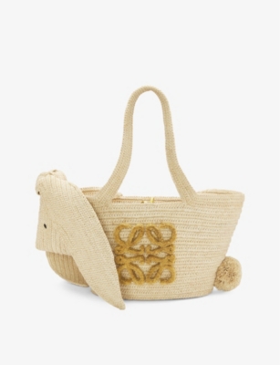 Loewe Natural Bunny Raffia And Leather Basket Tote Bag | ModeSens