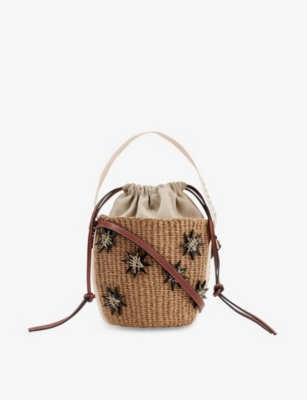 Chloé Chloe Sepia Brown Woody Star-embossed Raffia And Leather Basket ...