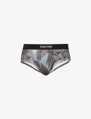 Tom Ford Mens Aquarelli Floral Print Stretch Cotton Briefs Modesens