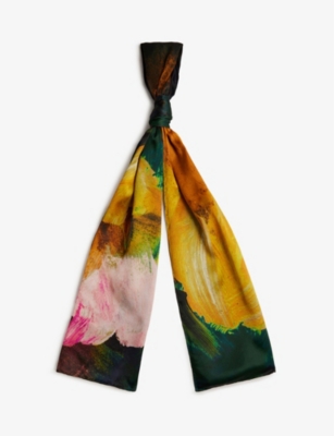 Ted Baker Ednah Art Print Silk Scarf In Black | ModeSens