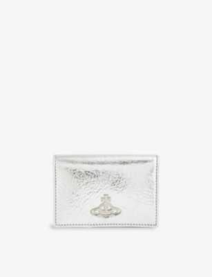 Vivienne Westwood Silver Orb-logo Crinkled Faux-leather Card Holder | ModeSens