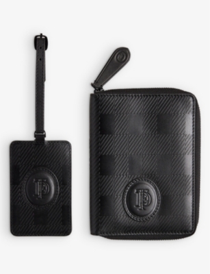 TED BAKER - Tobery checked leather wallet and luggage tag set ...