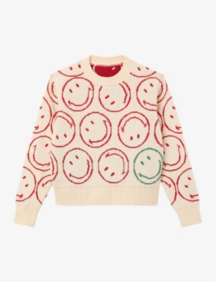 SANDRO - Smiley-face wool-blend jumper | Selfridges.com