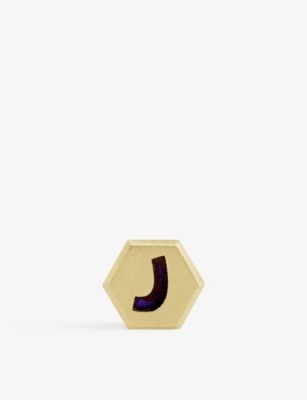 AMRIT JEWELLERY - Arabic letter R 18ct yellow gold charm | Selfridges.com