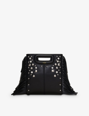 Maje Studded Mini M Tote Bag In Noir / Gris | ModeSens