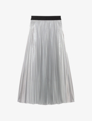 MAJE - Jonaely high-rise metallic-pleated midi skirt | Selfridges.com