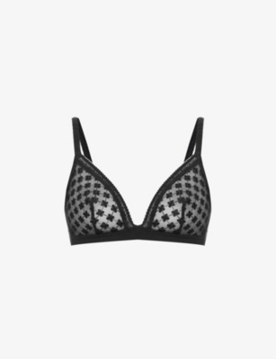 SIMONE PERELE - Hortense floral-embroidered recycled-polyester triangle ...