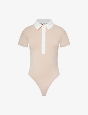 REISS - Avery collared stretch-cotton bodysuit | Selfridges.com