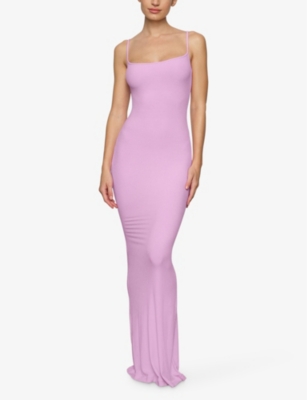 Skims Pink Soft Lounge Shimmer Maxi Dress In Petal | ModeSens