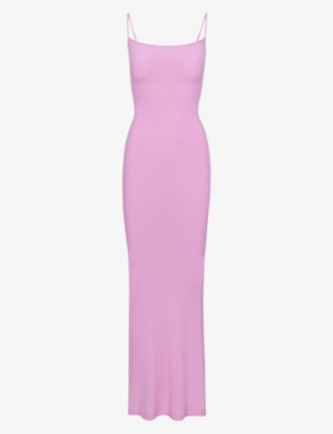 Skims Pink Soft Lounge Shimmer Maxi Dress In Petal | ModeSens
