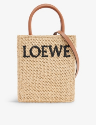 LOEWE - A5 logo-print raffia tote bag | Selfridges.com