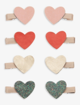 Mimi & Lula Girls Multi Kids Retro Heart-appliqué Set Of Eight Faux ...