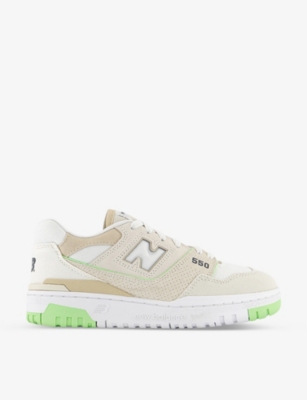 NEW BALANCE - BB550 logo-embossed suede and mesh low-top trainers ...