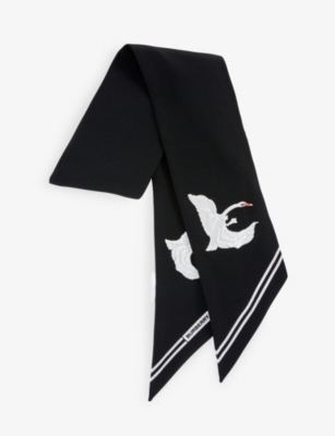 BURBERRY - Swan-embroidered silk-crepe ribbon | Selfridges.com