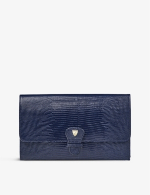 ASPINAL OF LONDON - Classic logo-print grained-leather travel wallet ...