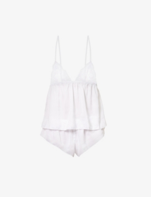 BLUEBELLA - Marseille floral-embroidered two-piece satin cami set ...