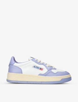 AUTRY - Medalist brand-embroidered leather low-top trainers ...