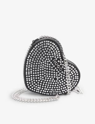HUGO - Heart crystal-studded faux-leather cross-body bag | Selfridges.com