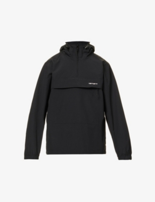 Carhartt Wip Mens Black Windbreaker Funnel-neck Relaxed-fit Shell ...