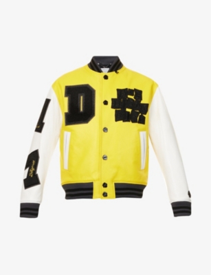 Due Diligence Men's Yellow Brand-appliqué Contrast-panel Boxy-fit ...