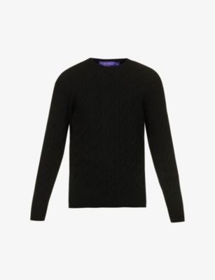 RALPH LAUREN PURPLE LABEL - Cable-knit regular-fit cashmere-knit jumper ...