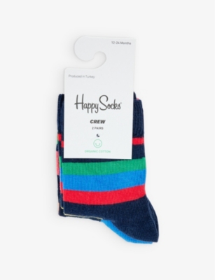 HAPPY SOCKS - Graphic-print pack of two stretch-organic cotton blend socks 12-24 months ...
