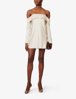 Reformation Maves Satin Dress In Almond | ModeSens