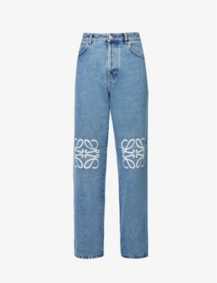 LOEWE - Anagram-pattern straight-leg regular-fit jeans | Selfridges.com