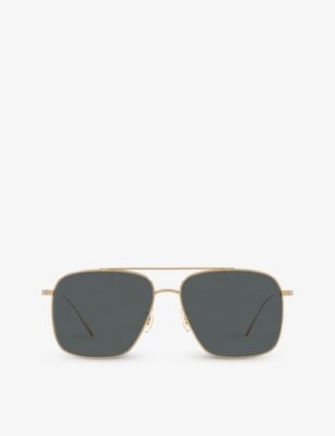 OLIVER PEOPLES - OV1320ST Dresner aviator-frame titanium sunglasses ...