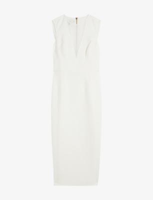 TED BAKER - Elissii sheer-panelled stretch-woven midi dress ...