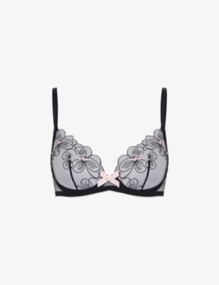 Agent Provocateur Womens Black Annie Floral-embroidered Tulle ...
