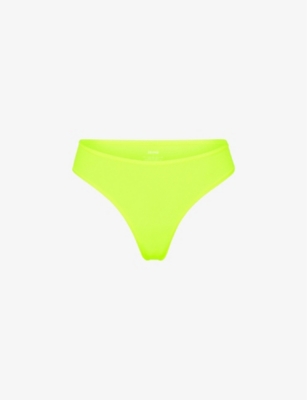 Skims Womens Green Highlighter Fits Everybody Stretch-woven Thong ...