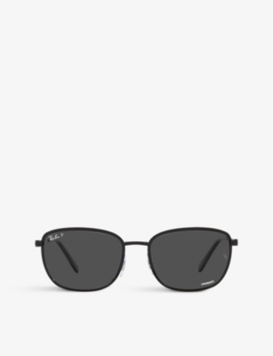 RAY-BAN - RB3705 Chromance square-frame logo-embossed metal sunglasses ...