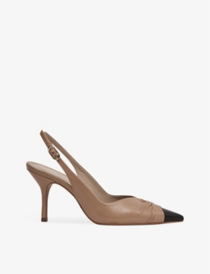 Reiss Womens Nude Delilah Pointed-toe Sling-back Leather Courts | ModeSens