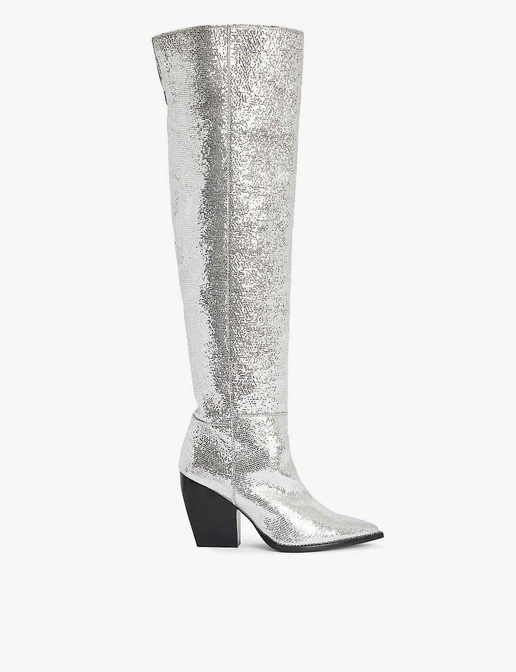ALLSAINTS - Reina metallic heeled over-the-knee leather boots ... ALLSAINTS - Reina metallic heeled over-the-knee leather boots ...